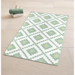 Kleine Wolke Badematte &raquo;&raquo;Alhambra&laquo;, Badvorleger, Badezimmer Teppich&laquo; H&ouml;he 15 mm rutschhemmend beschichtet fu&szlig;bodenheizungsgeeignet modernes Rauten Muster, 