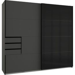wimex Schwebet&uuml;renschrank &raquo;Saigon&laquo; mit Glaselementen, 2 T&uuml;ren, 225cm breit grau Holzwerkstoff B/H/T: 225cm x 208cm x 64cm, Schubladen: 3 Stk. T&uuml;ren: 2 Stk.