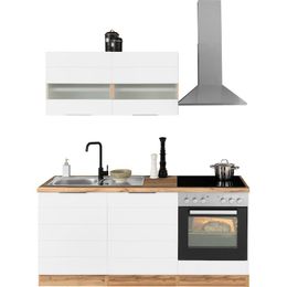 KOCHSTATION K&uuml;chenzeile &raquo;KS-Luhe&laquo; 180 cm breit, wahlweise mit oder ohne E-Ger&auml;ten, gefr&auml;ste MDF-Fronten wei&szlig; B/H/T: 180cm x 60cm, ohne E-Ger&auml;te