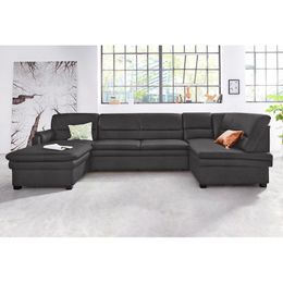 Sit & More sit&more Wohnlandschaft &raquo;Pisa U-Form&laquo; mit Federkern, wahlweise mit Schlaffunktion grau Flachgewebe (100% Polyester);Luxus-Microfaser1 (100% Polyester)