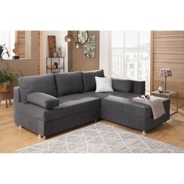 Home Affaire Ecksofa &raquo;Italia L-Form, B: 217 cm&laquo; Schlaffunktion, Bettkasten & 1 Zierkissen, Federkern grau Struktur fein (100% Polyester);Microfaser 