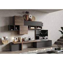 Home Affaire Wohnwand &raquo;Infinity, 8tlg. Breite 330 cm, H&ouml;he variabel (Lowboard, T-Boden,&laquo; braun Holzwerkstoff B/H/T: 330cmcm x 210cmcm x 40cmcm