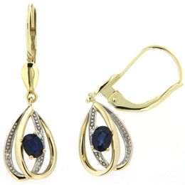 Firetti Damen Paar Ohrh&auml;nger &raquo;Schmuck Geschenk Gold 333 Ohrschmuck Patentbrisur Farbstein Edelstein&laquo; mit Saphir - mit Brillant blau 0,01, 0,01 P2 = 