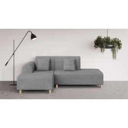 OTTO home Ecksofa &raquo;Suyala&laquo; L-Form mit Hocker grau 100% Polyester B/H/T: 258cm x 85cm x 168cm, Chenilleoptik, Recamiere links, ohne Hocker