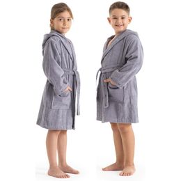 Bruno Banani Kinderbademantel &raquo;Danny, Ideal f&uuml;r Zuhause, Schwimmbad oder im Urlaub&laquo; 1 Stk. mit Logostreifen, aus 100% Baumwolle grau Walkfrottee 104/110 L: 61cm