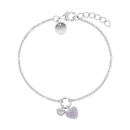Tom Tailor Damen Tom Tailor Silberarmband &raquo;Herzen&laquo; mit Zirkonia (synth.) lila 16cm, Silber 925 (Sterlingsilber)