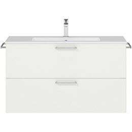 Nobilia Waschtisch-Set &raquo;Tolvina&laquo; vormontiert, mit Soft-Close, 1 Stk. tlg. wei&szlig; B/H/T: 101cmcm x 59,1cmcm x 48,7cmcm, Griffe edelstahlfarbig
