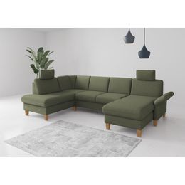 OTTO home Wohnlandschaft &raquo;Rochelle, U-Form&laquo; optional mit Armteilverstellung, mit Schlaffunktion & Bettkasten gr&uuml;n 95% Polyester 5% Polyamid B/H/T: 