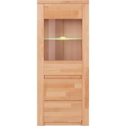 OTTO home Vitrine &raquo;Burani&laquo; grifflose Optik beige Holz teilmassiv Kernbuchefarben, B/H/T: 60cm x 145cm x 35cm, Holzwerkstoff kernbuchefarben (Korpus)/ 