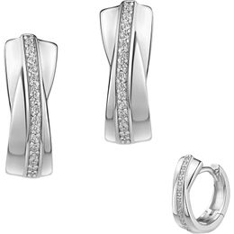 Firetti Damen Paar Creolen &raquo;Schmuck Geschenk Silber 925 Ohrschmuck Ohrringe&laquo; Made in Germany - mit Zirkonia (synth.) silber Silber 925 (Sterlingsilber