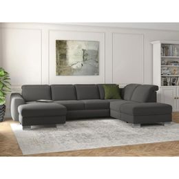 Sit & More sit&more Wohnlandschaft &raquo;Dundee U-Form&laquo; mit Federkern und Edelstahlf&uuml;&szlig;en, wahlweise mit Kopfteilverstellung grau B/H/T: 338cm x 86cm x 219cm, Luxus-