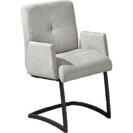 exxpo - sofa fashion Freischwinger &raquo;Affogato mit komfortablen Armlehnen&laquo; () attraktiven Kreuznaht in der R&uuml;ckenlehne grau Massivholz, Metall, Stoff B/