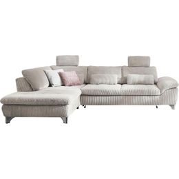 Die PlanBar Ecksofa &raquo;Ottomane MP-IN14007 L-Form, Breite 306 cm&laquo; wahlweise mit Schlaffunktion und verstellbaren Kopfst&uuml;tzen, in Cord beige 100% 