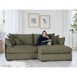 Home Affaire Ecksofa &raquo;Casa XXL L-Form, B: 247 cm&laquo; 4 Zierkissen, Mega-Sofa, in Cord oder Chenille-Struktur, Federkern gr&uuml;n 100% Polyester B/H/T: 247cm 