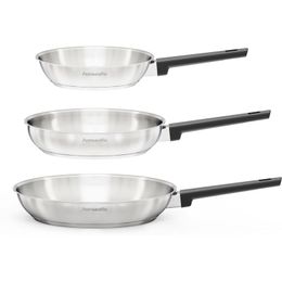 Hanseatic Pfannen-Set &raquo;SMART&laquo; Edelstahl 18/10 Set, 1x Pfanne &Oslash; 20 cm, 24 cm und 28 cm, 3 tlg. ohne Beschichtung, energiesparend, f&uuml;r alle Herdarten, inkl. 
