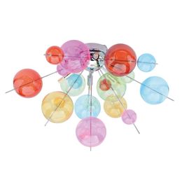 N&auml;ve n&auml;ve Deckenleuchte &raquo;Explosion&laquo; G9 1 Stk. exkl. 6x G9, bunte Glaskugeln, Gestell chromfarben, halbrund, D: 57cm bunt 6, &Oslash; 10cm H: 38cm, 1 Stk.