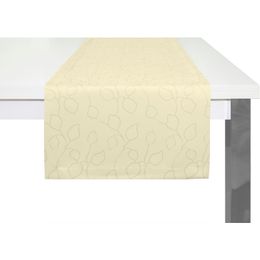 WIRTH Tischl&auml;ufer &raquo;Westport&laquo; Made in Germany, Jacquard Dekostoff, Blatt-Design, Pflegeleicht beige Polyester B/L: 150cm x 40cm, 1 Stk., rechteckig
