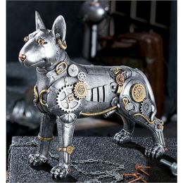 Casablanca by Gilde Tierfigur &raquo;Skulptur "Steampunk pitbull"&laquo; silber Kunstharz B/H/T: 13,5cm x 29cm x 31cm