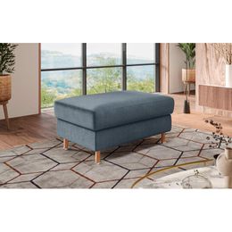 OTTO home Polsterhocker &raquo;Calypso&laquo; Holzfuesse mit Metallteller grau 100%Polyester B/H/T: 100cm x 48cm x 65cm, Flachgewebe, ohne Stauraum