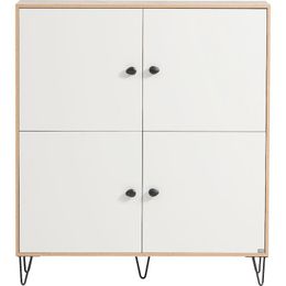 LOOKS by Wolfgang Joop Highboard &raquo;Looks Organic&laquo; Mit hochwertigen Metallbeschl&auml;gen und Softclose-Scharnieren beige B/H/T: 120cm x 134,4cm x 39cm, 4 