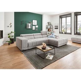 Die PlanBar Ecksofa &raquo;MP-IN15053 L-Form schmaler Schenkel&laquo; wahlweise mit Kopfteilverstellung und manueller Vorziehbank grau 88% Polyester; 12% Polyamid