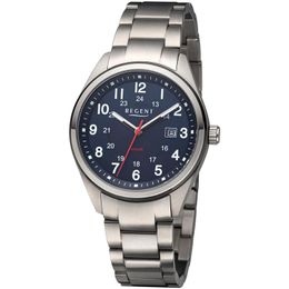 Regent Uhren Regent Damen Solaruhr Armbanduhr, Herrenuhr, Datum, bis 10 bar wasserdicht, Titanarmband silber Einheitsgr&ouml;&szlig;e