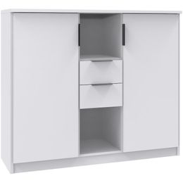 wimex Kombikommode &raquo;Norderney Kommode Sideboard 2-t&uuml;rig 2 Schubladen&laquo; B/T/H 122/40/105cm, mit Metallgriffe und Metallschienen wei&szlig; Holzwerkstoff B/H/T: 