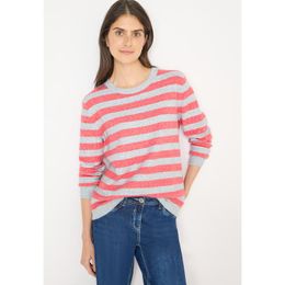 Cecil Damen Streifenpullover gestreift und in Melange-Optik rosa XL (44)