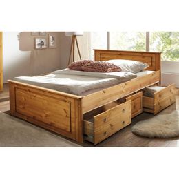 OTTO home Massivholzbett &raquo;Hugo, FSC zertifiziert, Landhausstil, zeitlos und edel&laquo; auch als Super Sparset inklusive Schubk&auml;sten, Stauraumbett, extra 