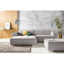 OTTO home Ecksofa &raquo;Sapporo L-Form&laquo; wahlweise Schlaffunktion oder Sitztiefenverstellung, Federkern grau Struktur fein (100% Polyester);Luxus-Microfaser