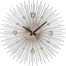 AMS Unisex AMS Wanduhr &raquo;W9610&laquo; Quarzuhr,Wohnzimmer,Esszimmer,K&uuml;che,Arbeitszimmer,B&uuml;ro,Flur grau &Oslash; 50cm