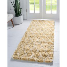 MyFlair Hochflor-L&auml;ufer &raquo;Temara Shag, LAGERR&Auml;UMUNG&laquo; rechteckig 51 mm H&ouml;he Teppich-L&auml;ufer, gewebt, Rauten Design, weich & kuschelig gelb Polypropylen (PP) B : 