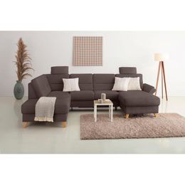 OTTO home Wohnlandschaft &raquo;Westerland U-Form&laquo; Federkern, wahlweise Schlaffunktion, Stauraum und Armlehn-Verstellung braun 100% Polyester B/H/T: 303cm x