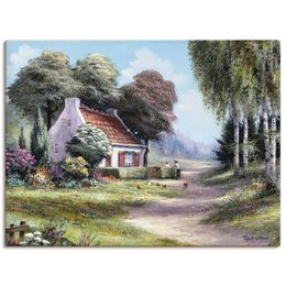 Artland Leinwandbild &raquo;M&auml;nner, die die Hecke schneiden&laquo; Garten 1 Stk. tlg. auf Holzrahmen gespannt gr&uuml;n Leinwand B/H/T: 40cm x 30cm, Leinwandbild Garten 