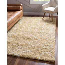 MyFlair Hochflor-Teppich &raquo;Temara Shag, LAGERR&Auml;UMUNG&laquo; rechteckig 51 mm H&ouml;he gewebt, Scandi Design, ideal im Wohnzimmer & Schlafzimmer gelb Polypropylen (PP) B 