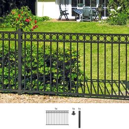 Alberts Metallzaun &raquo;Anbauset Circle&laquo; H&ouml;he: 100 und 120 cm, Breite: 200 cm, zum Aufschrauben grau Aluminium H/L: 120cm x 2m, Pfosten: 1 Stk.