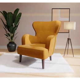 Home Affaire Sessel &raquo;SICILIA&laquo; moderner Ohrensessel gold 100% Polyester Samtoptik, B/H/T: 88cm x 88cm x 64cm