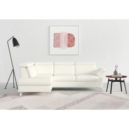 Sit & More sit&more Ecksofa &raquo;Arngast L-Form&laquo; inklusive Kopfteilverstellung und Federkern wei&szlig; B/H/T: 245cm x 84cm x 194cm, NaturLEDER , Ottomane links, ohne 