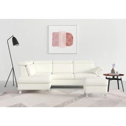 Sit & More sit&more Ecksofa &raquo;Arngast L-Form&laquo; inklusive Kopfteilverstellung und Federkern wei&szlig; B/H/T: 245cm x 84cm x 194cm, NaturLEDER , Ottomane links, ohne 