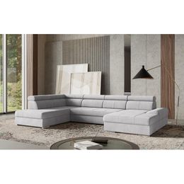 Sit & More sit&more Wohnlandschaft &raquo;U-Form&laquo; mit verstellbaren Kopfteilen, wahlweise mit Schlaffunktion silber 90% Polyester, 10% Polyamid B/H/T: 345cm x 79cm x 