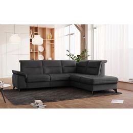 Sit & More sit&more Ecksofa &raquo;Astoria L-Form&laquo; wahlweise mit motorischer Relaxfunktion grau 100% Polyester B/H/T: 256cm x 91cm x 225cm, Luxus-Microfaser in 