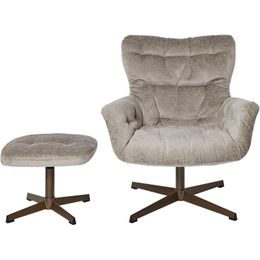 Jahnke Sessel &raquo;LOUNGE COSY TWIST PLUS&laquo; Loungesessel inkl. Hocker, bequeme Polsterung & Armlehnen, drehbar beige Chenille, Drehfunktion, B/H/T: 83cm x 88cm x 