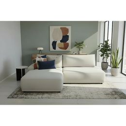 Trendmanufaktur Ecksofa &raquo;Fordon II, Schlafsofa mit Bettkasten, Couch in L-Form, Breite 250 cm&laquo; in Struktur LUMOS, 3D-Effekt, sandgrau, Armlehne links 