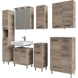 Badm&ouml;bel-Set &raquo;7-teilig, mit Spiegelschrank&laquo; Set, 7 Stk. tlg. braun B/H/T: 185cmcm x 200cmcm x 33cmcm
