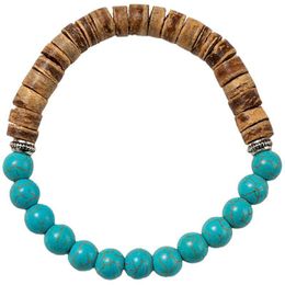 Firetti Armband &raquo;Schmuck Geschenk Armschmuck Armkette Edelstein Perlen&laquo; Made in Germany - mit T&uuml;rkis-Imitat, Kokosnuss blau 19,5cm, Materialmix