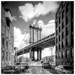 Artland Glasbild &raquo;New York City Manhattan Bridge I&laquo; Amerika 1 Stk. tlg. in verschiedenen Gr&ouml;&szlig;en schwarz B/H/T: 30cm x 30cm, Glasbild Amerika quadratisch, 1 