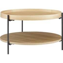 Salesfever Couchtisch &raquo;Chicago mit 2 Ablagefl&auml;chen &ndash; moderner Design-Coffee-Table&laquo; 1 Stk. tlg. Stilvoller Wohnzimmertisch mit Stauraum, Holz & Metall 