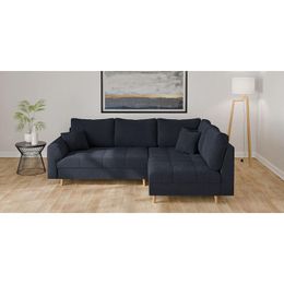 Home Affaire Ecksofa &raquo;CHARRE L-Form mit Ottomane, Ma&szlig;e B/T/H: 231/161/81 cm&laquo; feine Steppung, lose R&uuml;cken- und Zierkissen, auch in Cord und Boucl&eacute; blau