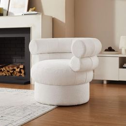 Salesfever Drehsessel &raquo;Designer-Drehsessel&laquo; 1 Stk. tlg. mit Drehfunktion wei&szlig; Boucl&eacute;stoff (100% Polyester) Drehfunktion, B/H/T: 86,4cm x 71cm x 79cm