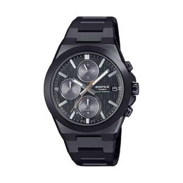 CASIO EDIFICE Damen CASIO EDIFICE Solaruhr Armbanduhr, Herrenuhr, Edelstahlarmband, analog, Tag, Stoppfunktion schwarz Einheitsgr&ouml;&szlig;e